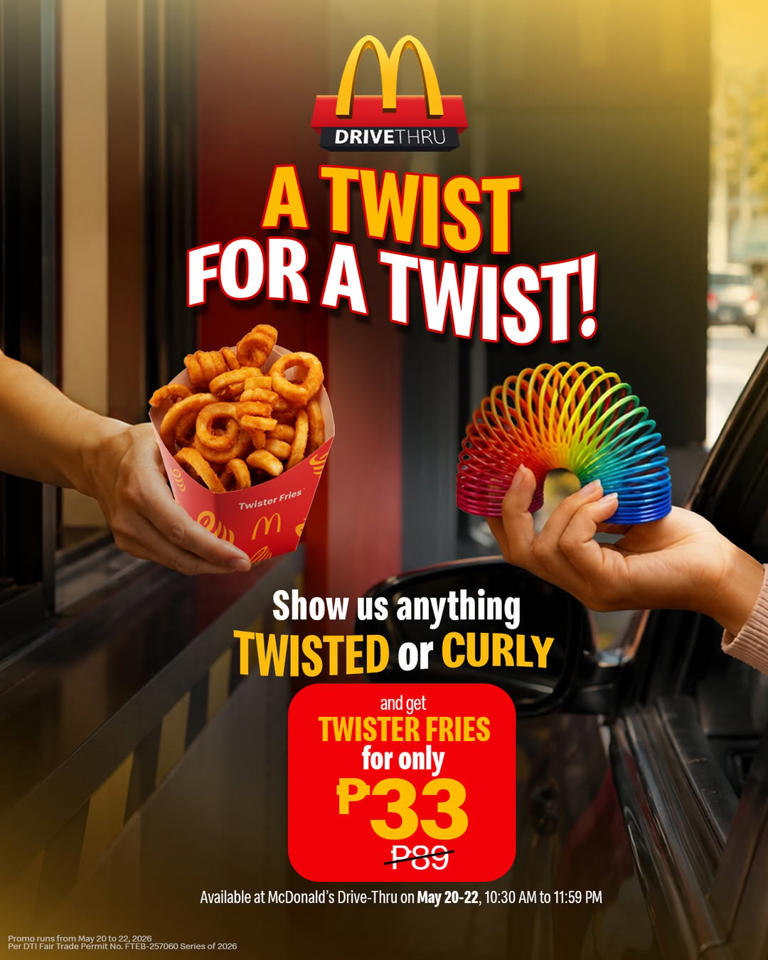 You can get McDo Twister Fries for P33 instead of P89 until May 22—here ...