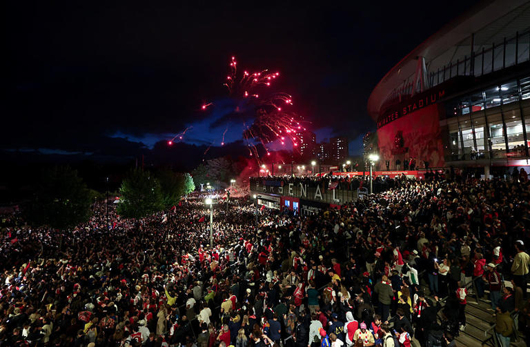 Wild scenes at the Emirates as Arsenal fans celebrate Premier League title