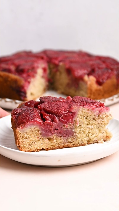 Strawberry upside down banana cake a sweet and fruity dessert twist