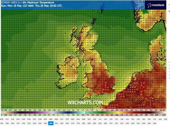 UK heatwave maps reveal 26 regions set for 28C to 31C scorcher - full list