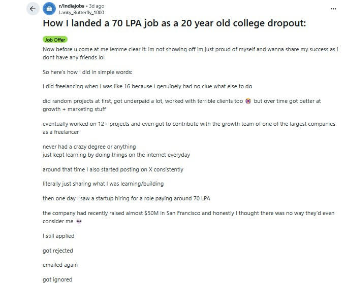 No degree, no IIT-IIM: How this 20-year-old built a Rs 70 LPA career