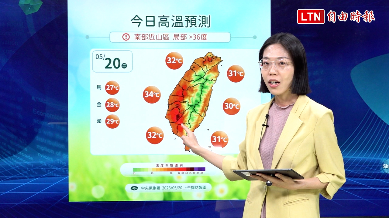 南部高溫上看36度 明起午後雷陣雨範圍擴大