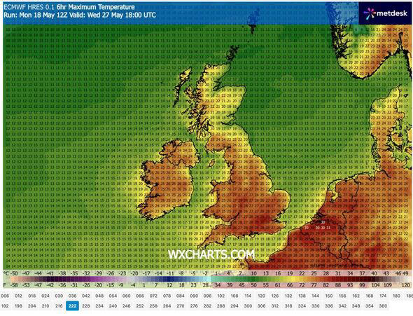 UK heatwave maps reveal 26 regions set for 28C to 31C scorcher - full list