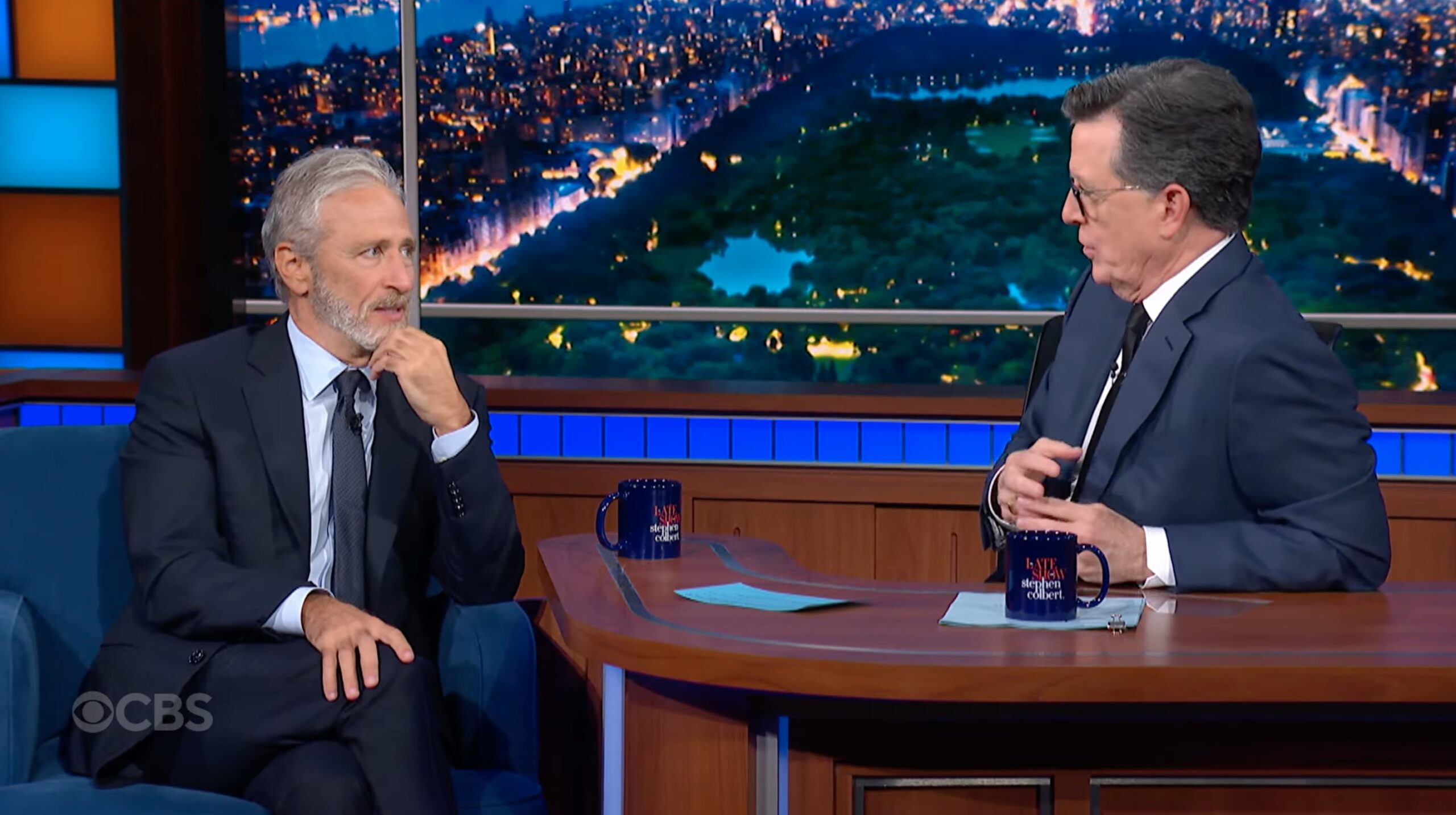 Jon Stewart mourns loss of ‘tremendous’ Colbert in swipe at ‘bloviating ...