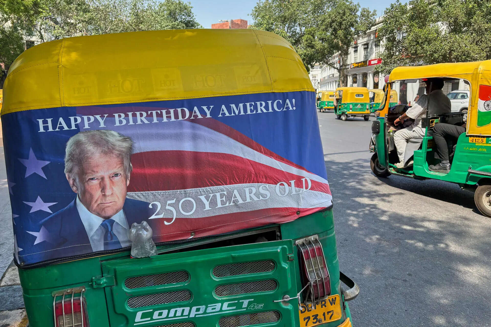 Trump's portrait hits New Delhi traffic as US Embassy rolls out 'Happy ...