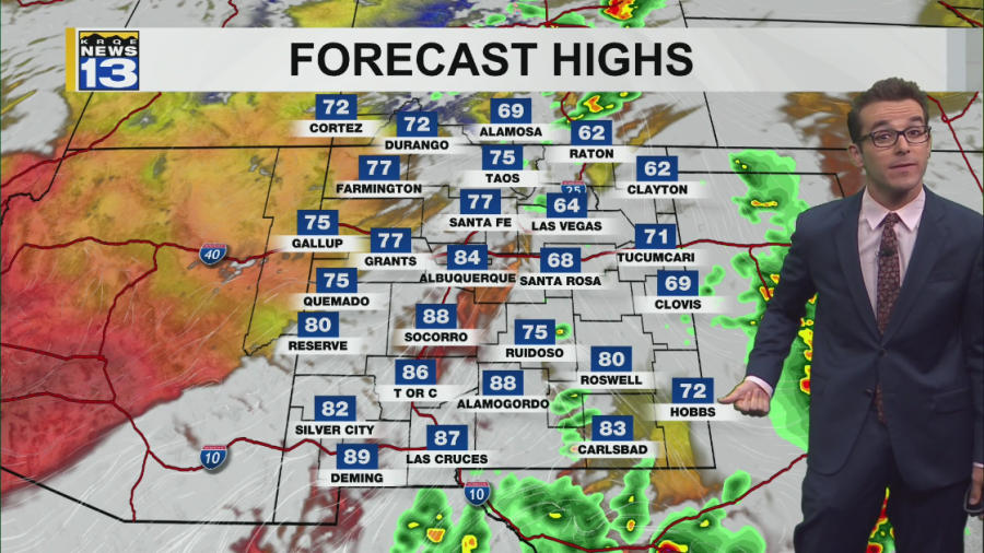 Spotty to isolated rain in eastern New Mexico & breezy