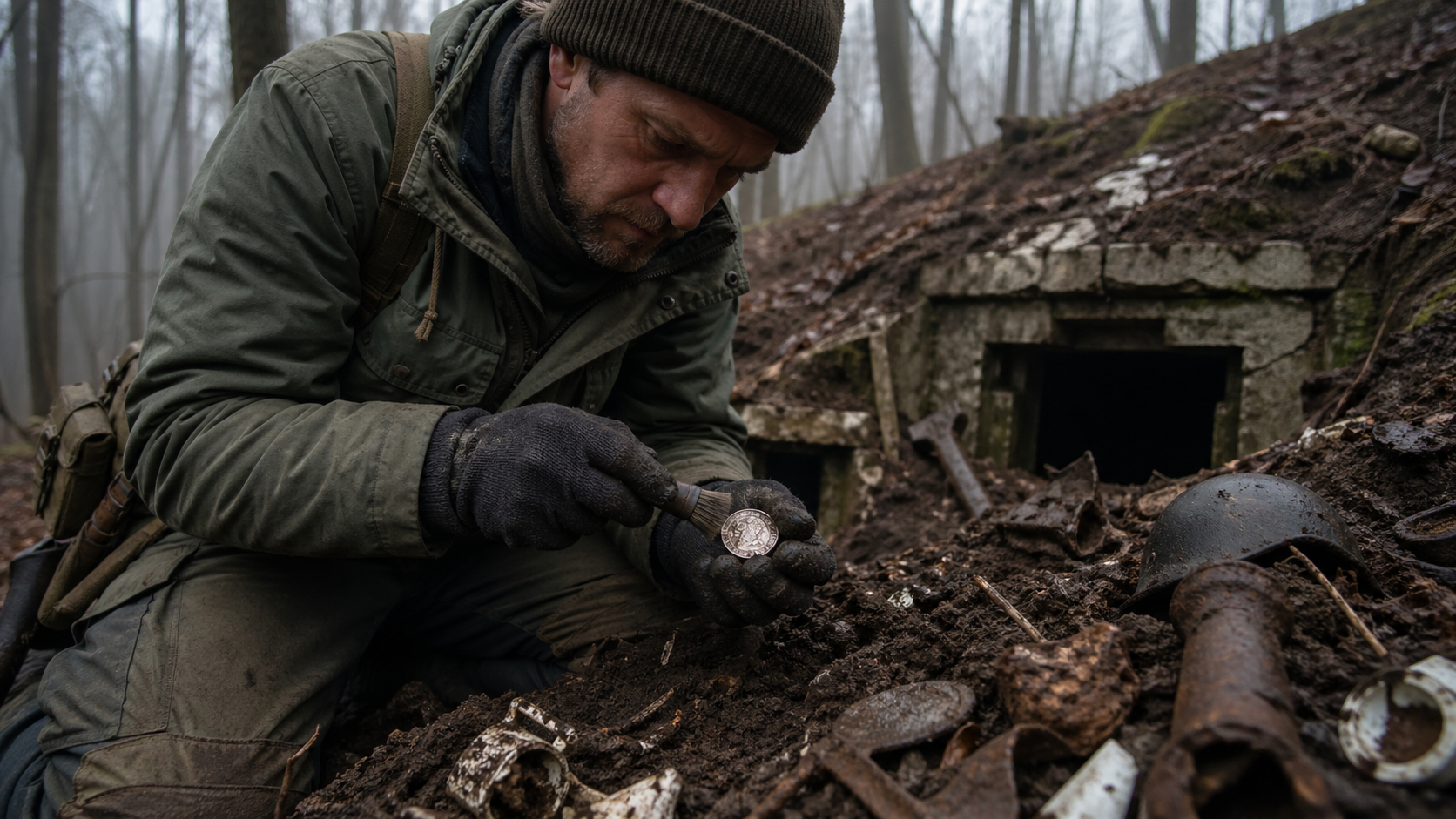Hidden WW2 bunker turns up dog tags and loaded relics