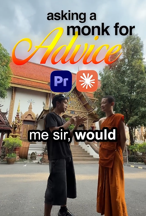 Asking a monk for advice on AI and video editing in Premiere Pro