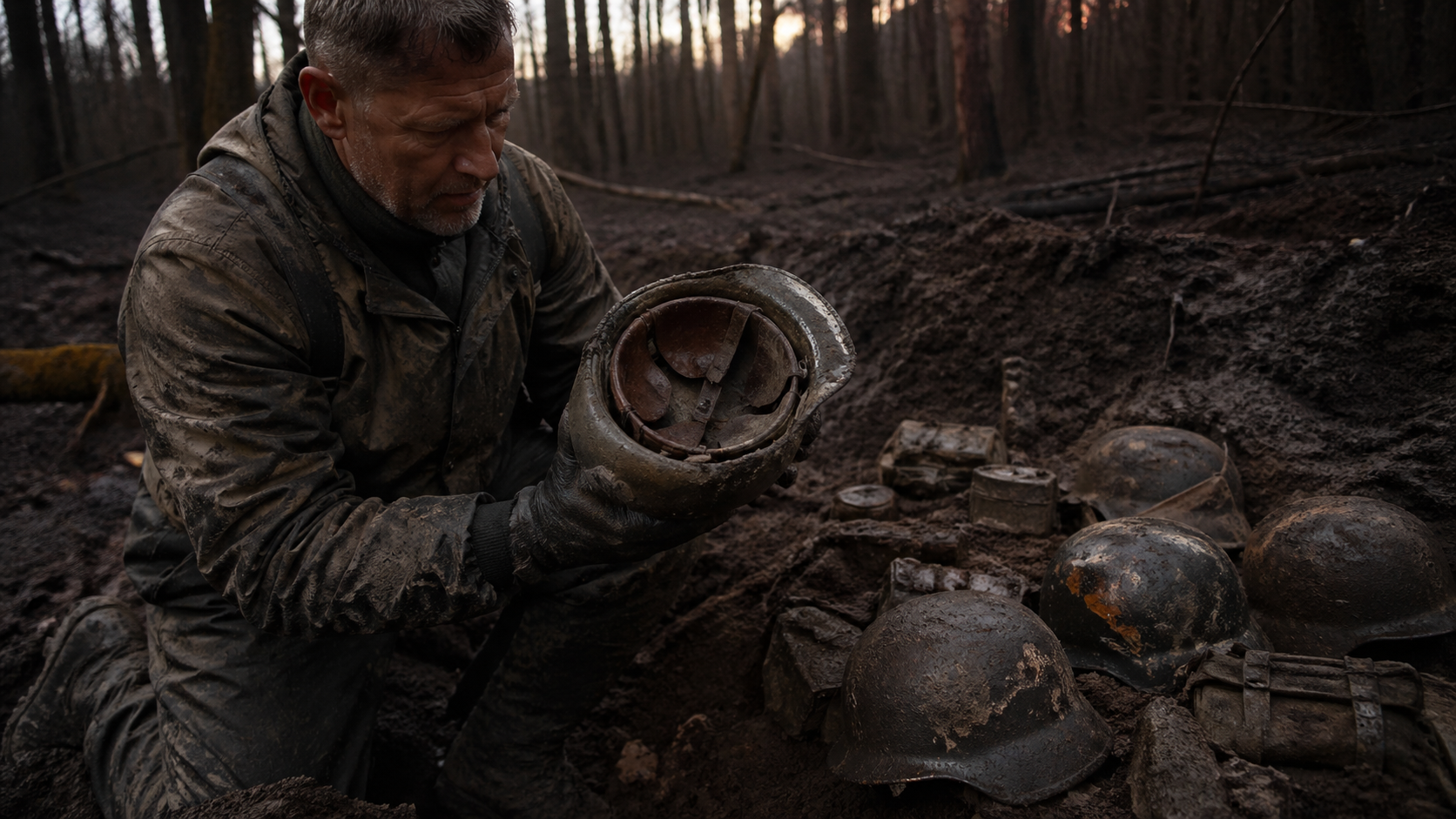 Five German helmets unearthed before nightfall