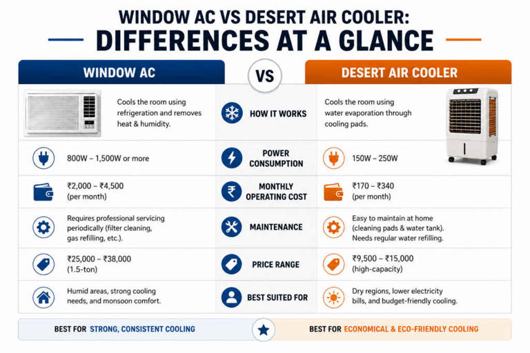 Window AC vs desert air cooler: Power consumption, operating costs and ...