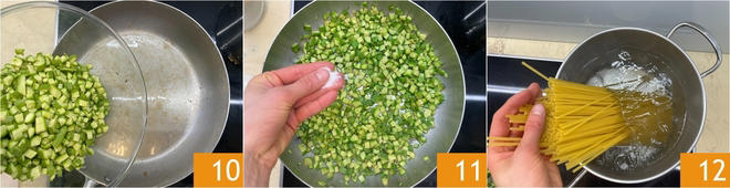 Pasta con zucchine, pancetta e pecorino