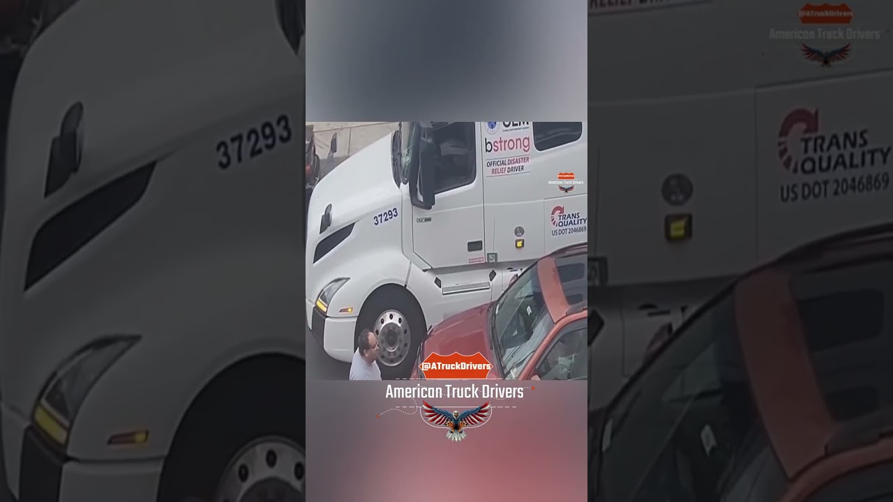 The fight started when a driver tried squeezing past a stopped truck ...
