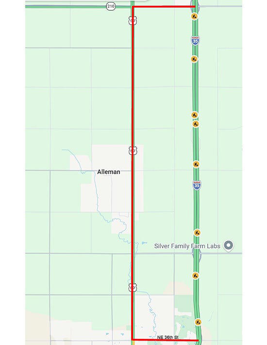 I-35 closing between Ankeny and Huxley. Follow this overnight detour
