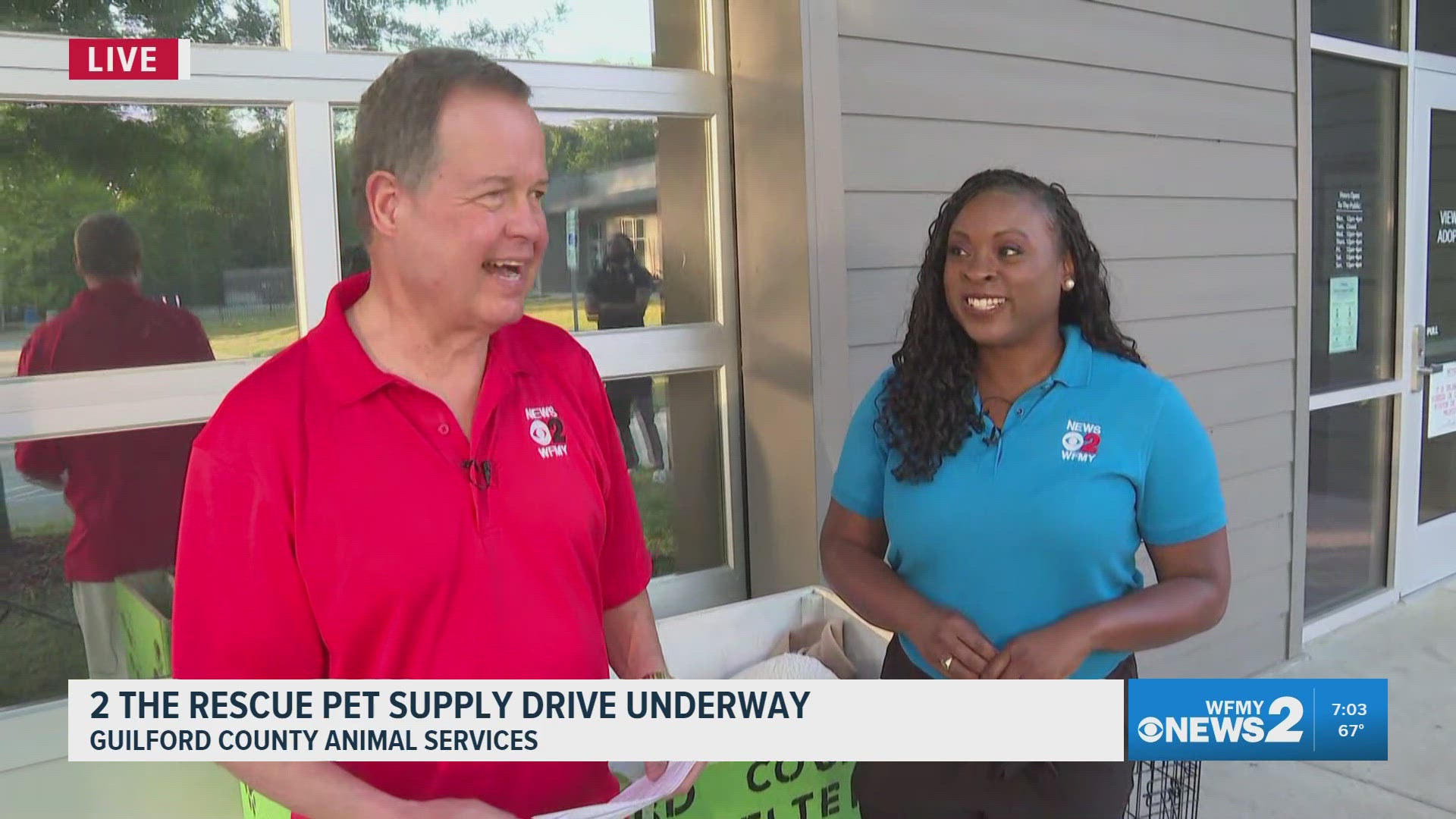 Ed and Lauren are at the 2 the Rescue Supply Drive!