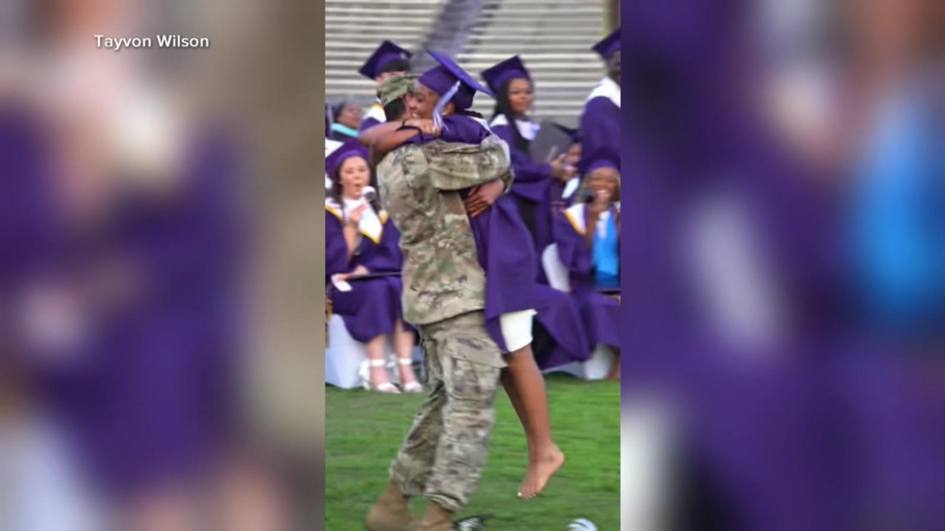 Emotional father-daughter reunion at graduation