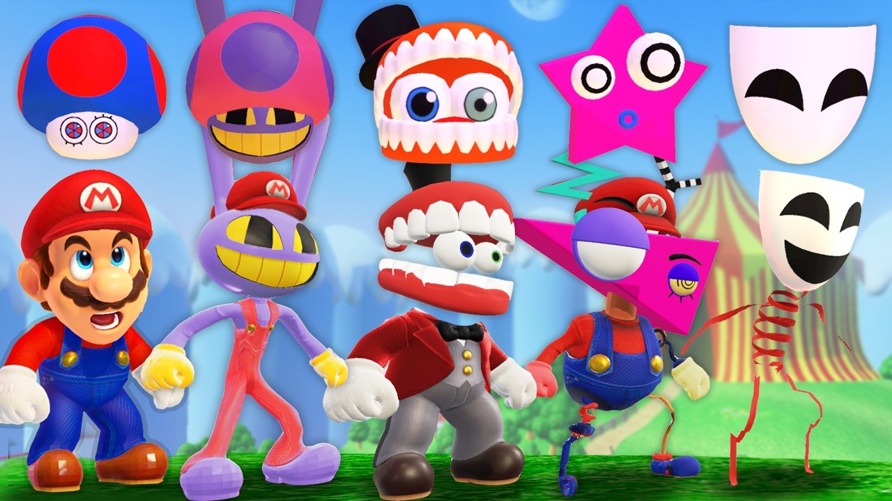 Using amazing digital circus power ups inside Super Mario Odyssey
