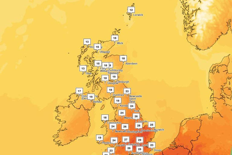 Full list of UK areas affected by yellow heat-health alert this week