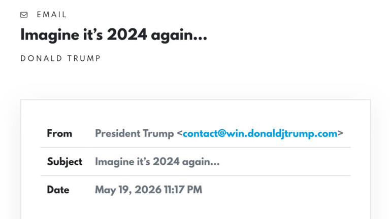 Trump sends bizarre AI-generated time machine fundraising pitch