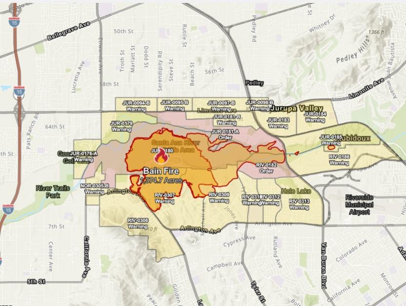 Bain fire burns over 1,400 acres in Jurupa Valley, 34% contained