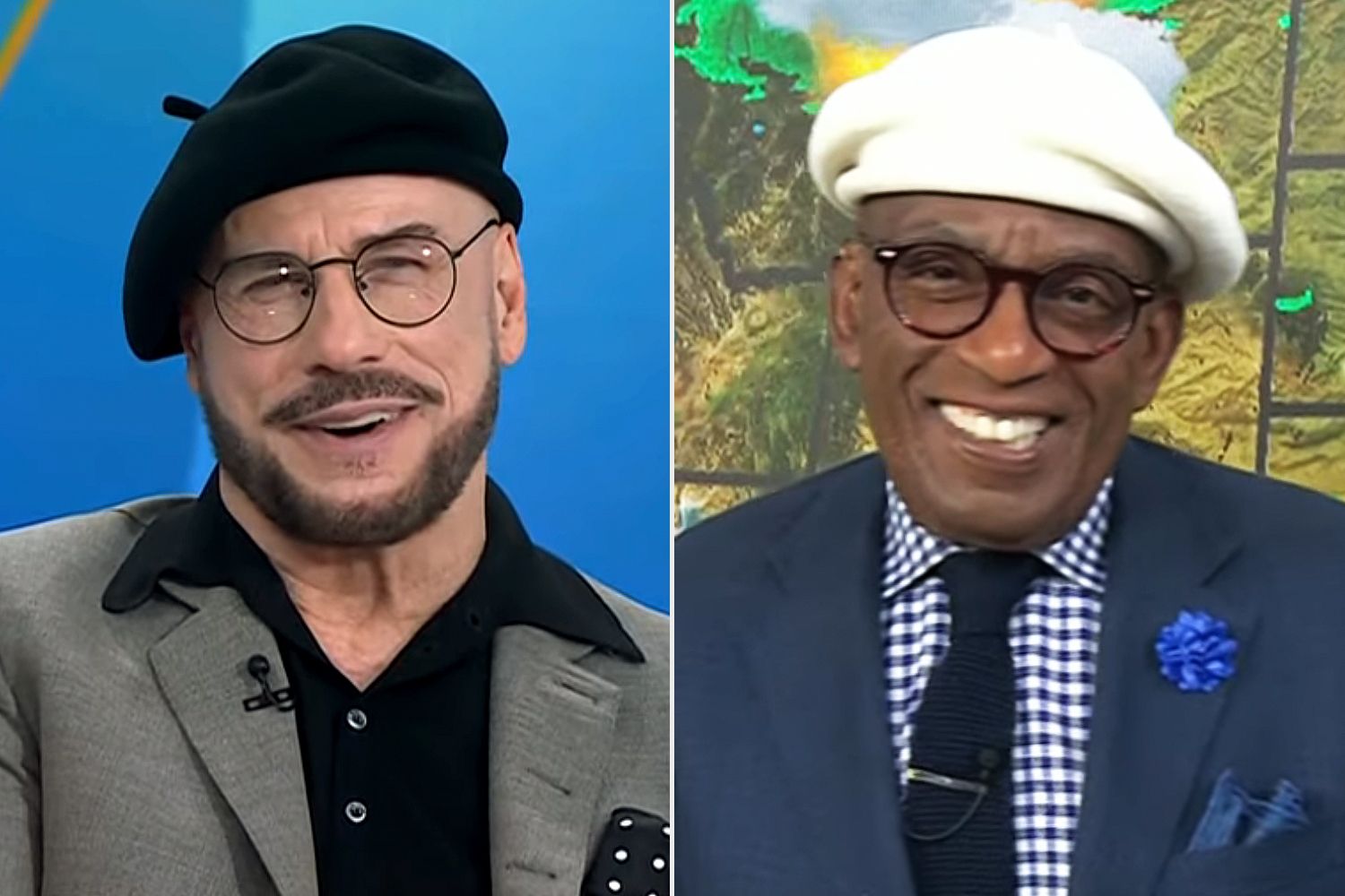 Al Roker teases John Travolta about his new look by wearing a beret ...