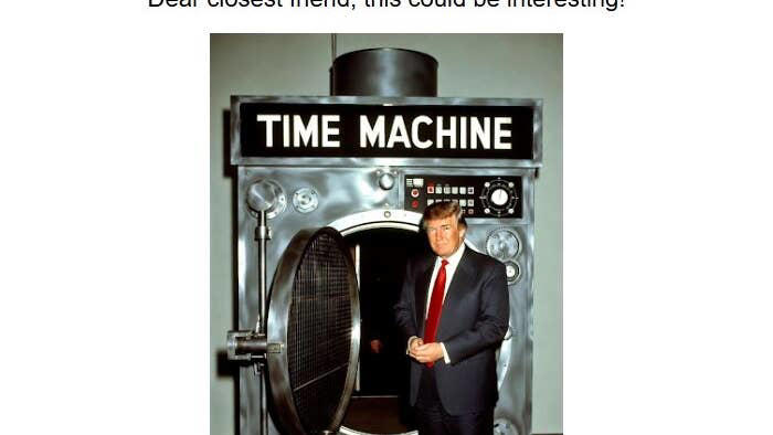 Trump sends bizarre AI-generated time machine fundraising pitch