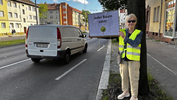 Irritation bei der Demo gegen Baumfällung in der Ollenhauerstraße