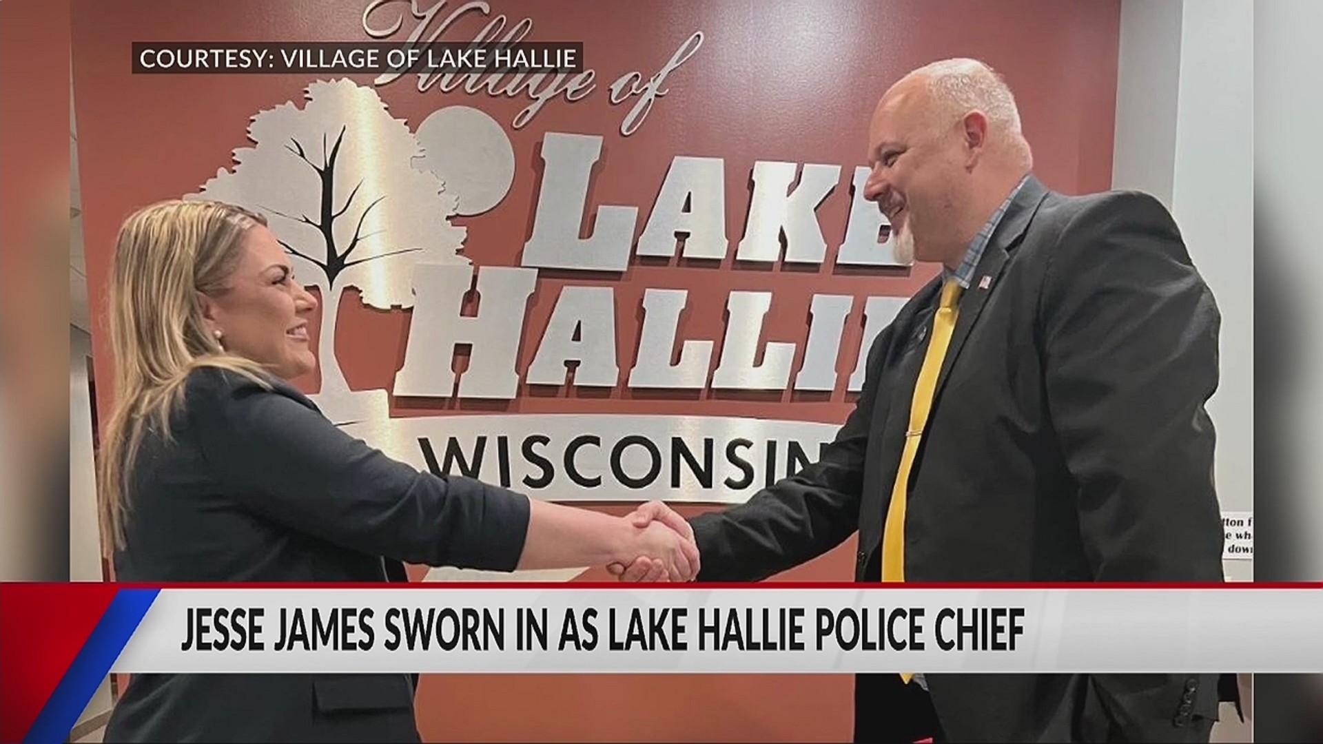 Jesse James sworn in as Lake Hallie police chief