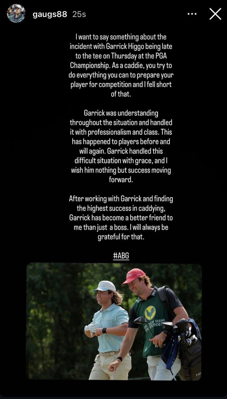 Garrick Higgo's former caddie addresses tee time snafu at PGA Championship