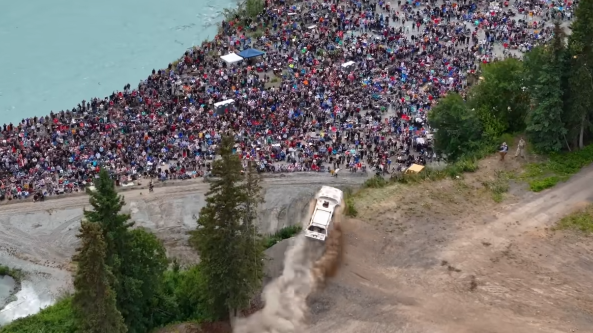 This car swerved off a cliff while people were partying below
