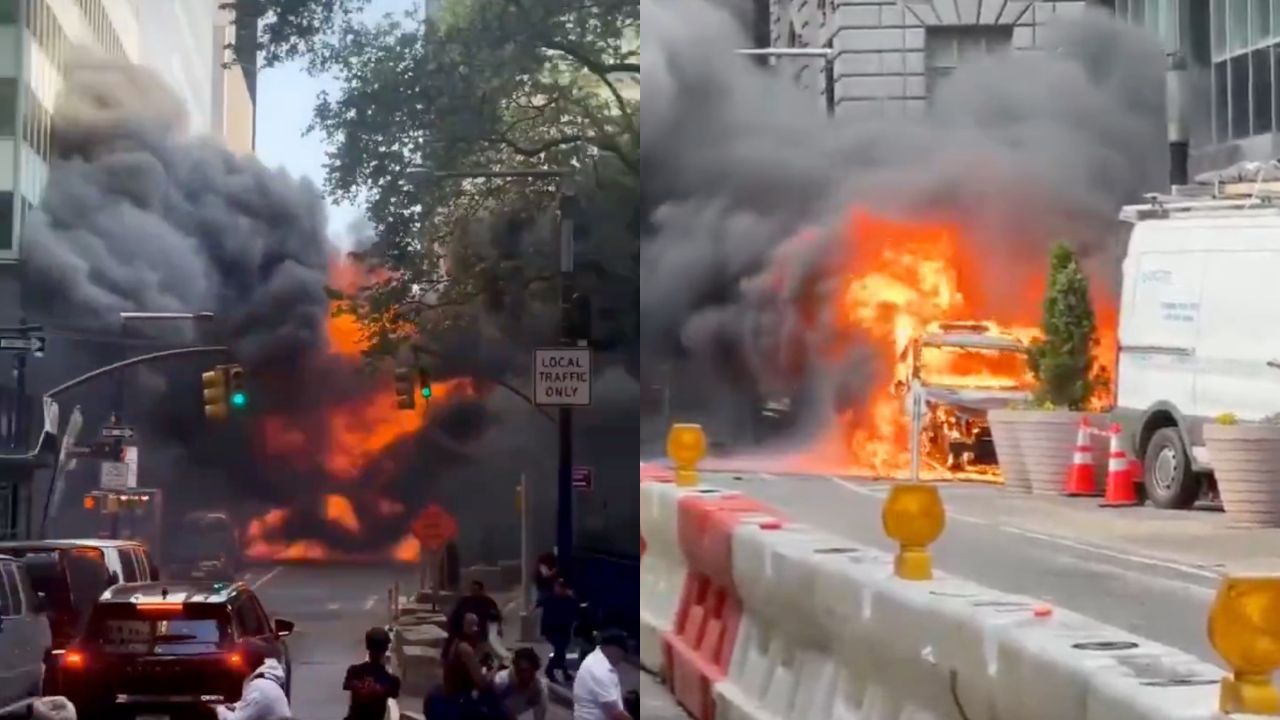 Watch: Car explodes, bursts into flames just steps from Wall Street’s ...