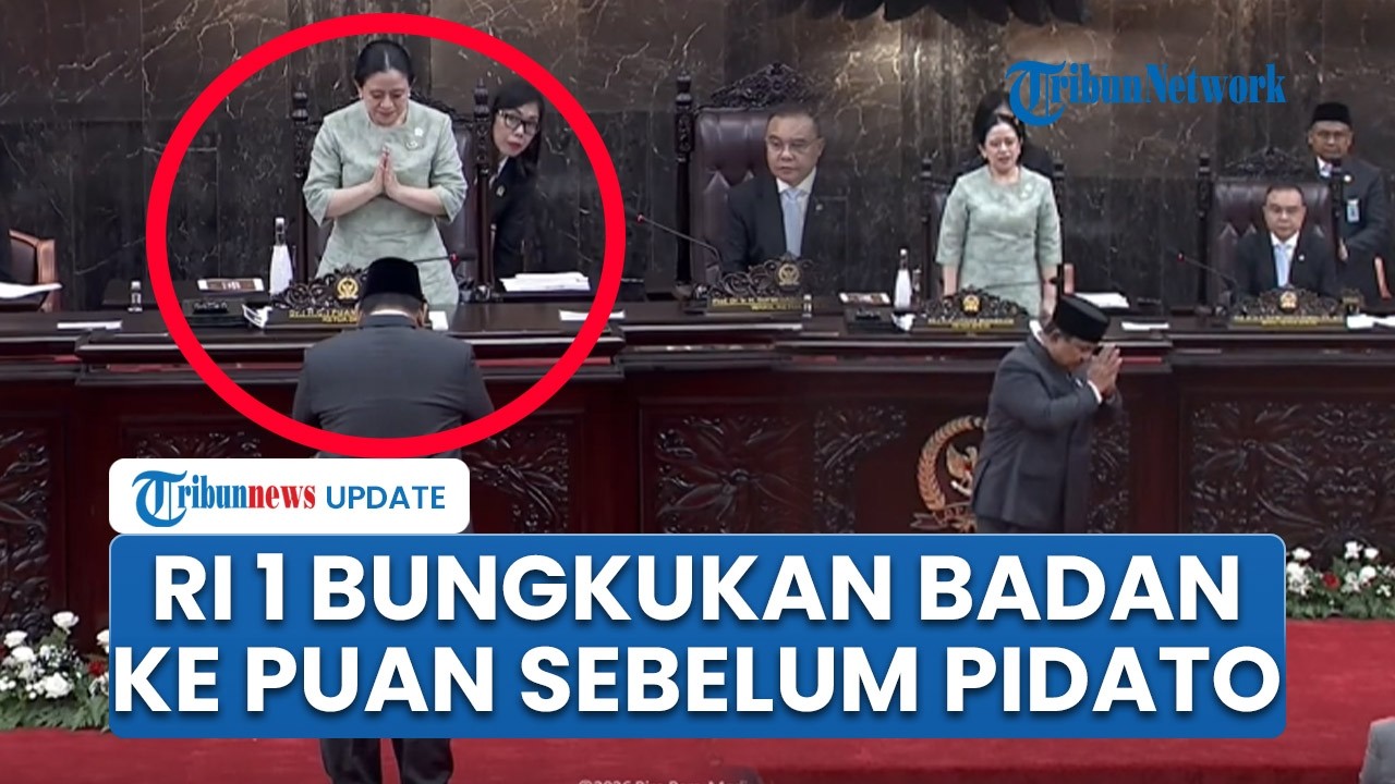 Adab Prabowo hentikan langkah & bungkukan badan ke Puan sebelum pidato ...