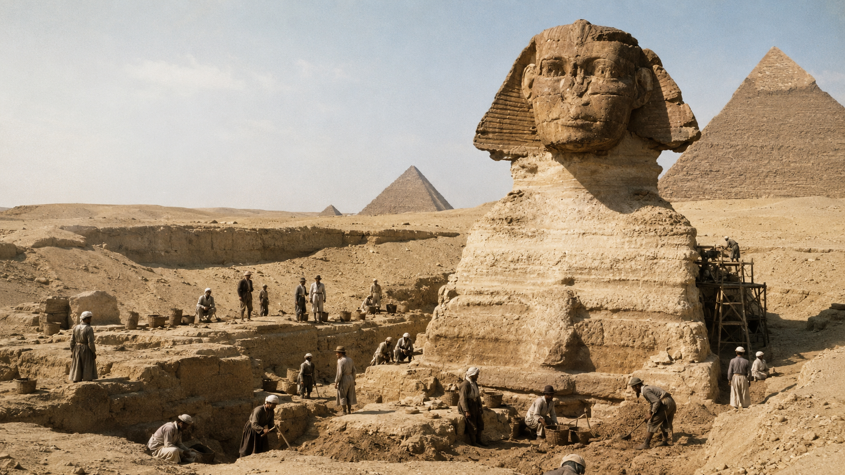 The Great Sphinx excavations captured on film nearly 100 years ago
