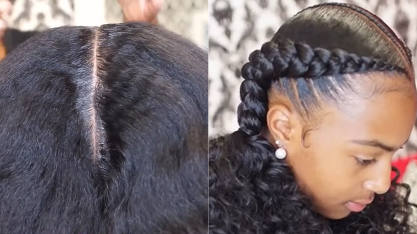 Sleek braids with curly ends create the perfect look