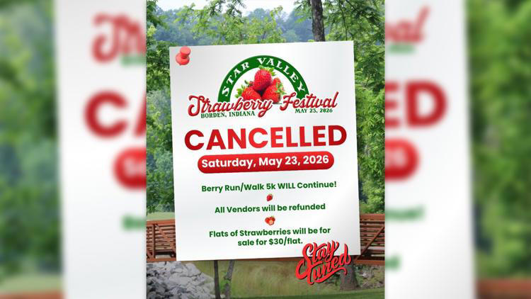 Southern Indiana strawberry festival cancelled due to 'extreme flooding'