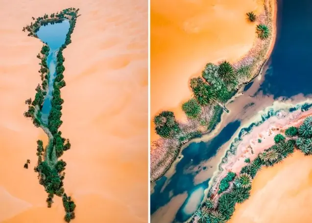 Lagos no Saara surpreendem turistas em meio às dunas da Líbia