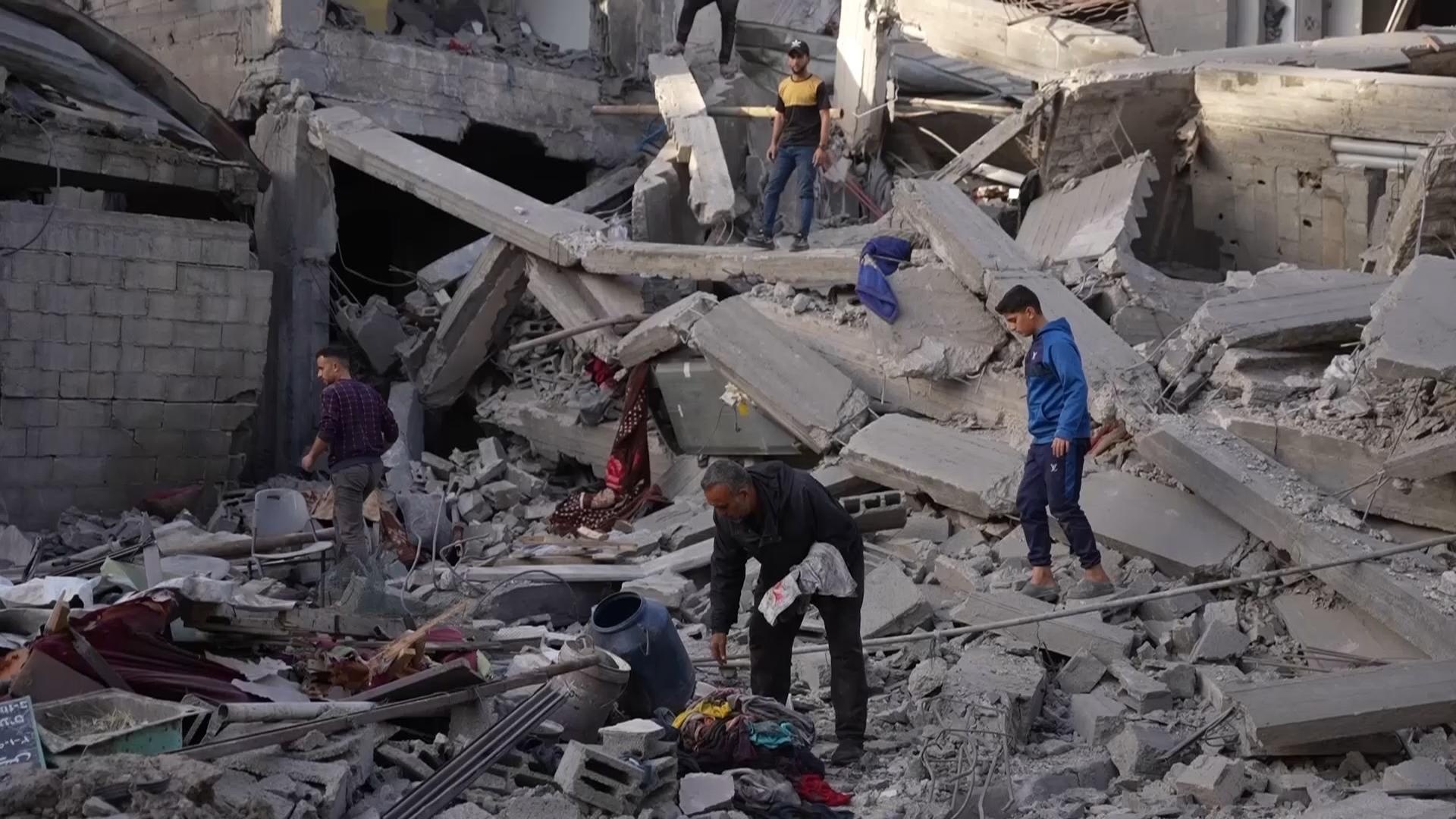 Israeli military strike destroys a house in the Gaza Strip after a ...