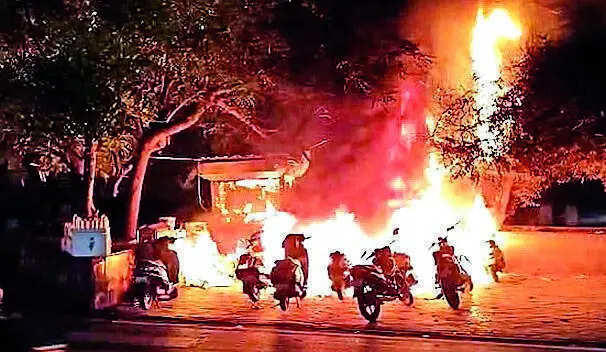 Cylinder blast at tea stall near ISKCON Circle chars nine two-wheelers ...