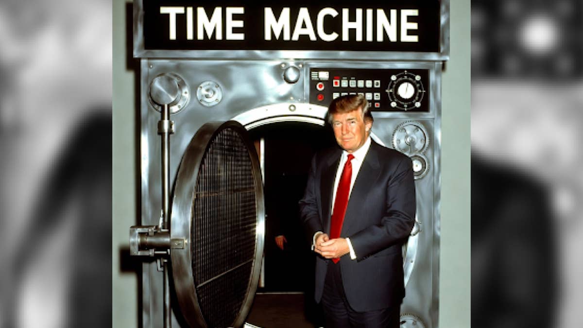 Trump sends bizarre AI-generated time machine fundraising pitch
