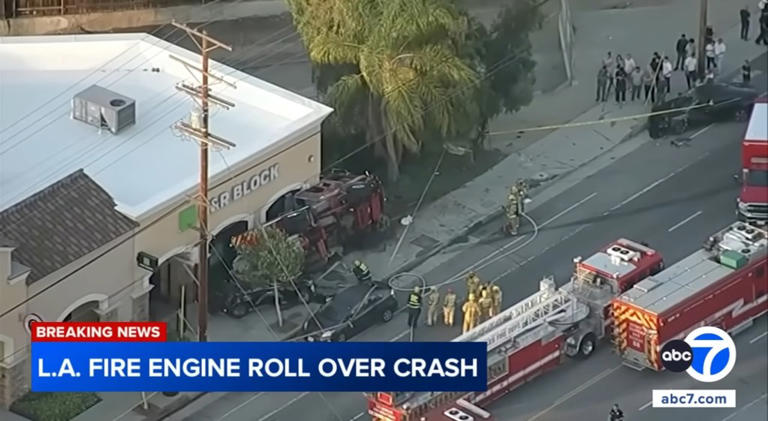 Jaw-dropping moment massive fire truck barrels into Sunland building