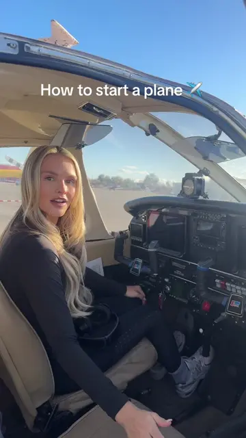 Pilot shows how to start a small airplane from the cockpit
