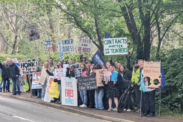 Teachers strike over 'shameful' fire and rehire tactics at prestigious ...
