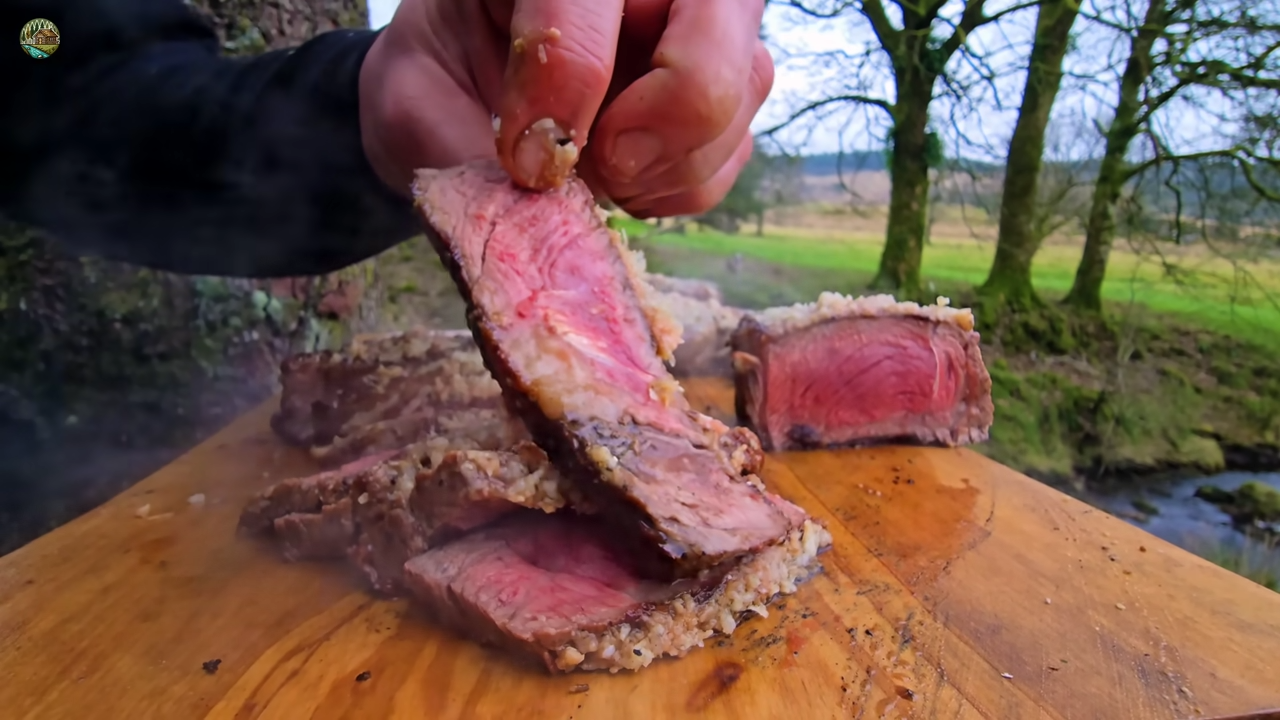 This is what happens when steak hits open fire in the wild