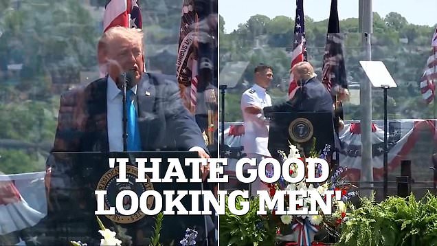 Trump fawns over hunky Coast Guard grads and grips their biceps