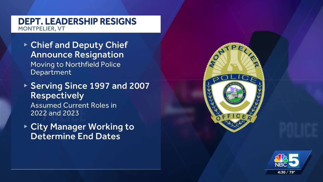 Montpelier police chief, deputy chief announce departure