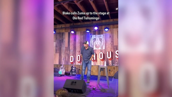 Watch: Blake Shelton gushes over "really talented" stepson Zuma