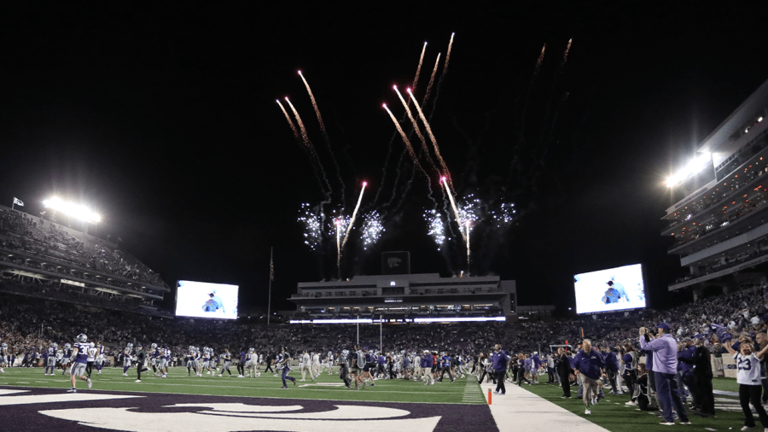 Purple LED light system being installed at K-State football stadium