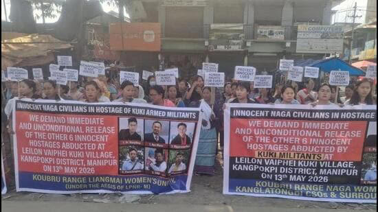 Naga women hold protests in Manipur to seek release of six hostages