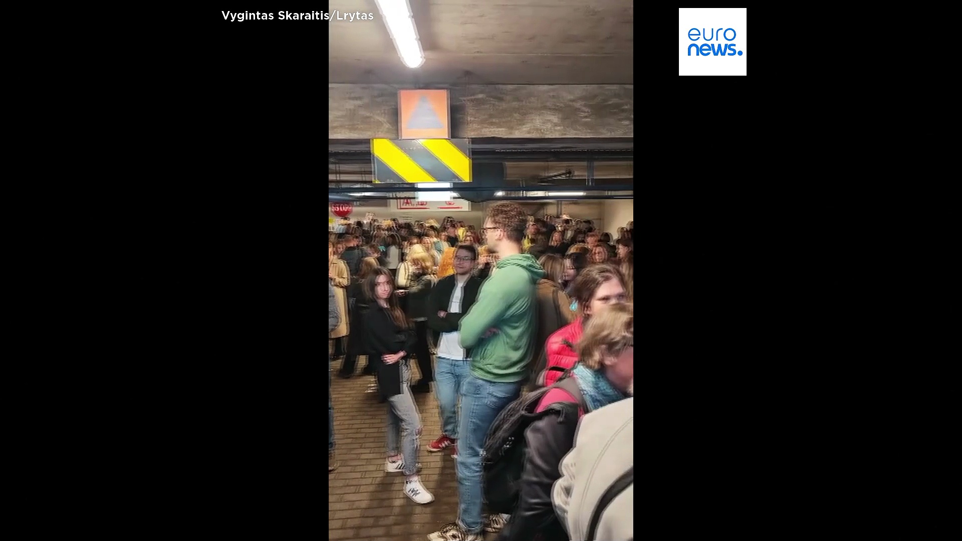 Video shows Lithuanians sheltering in underground parking during drone ...