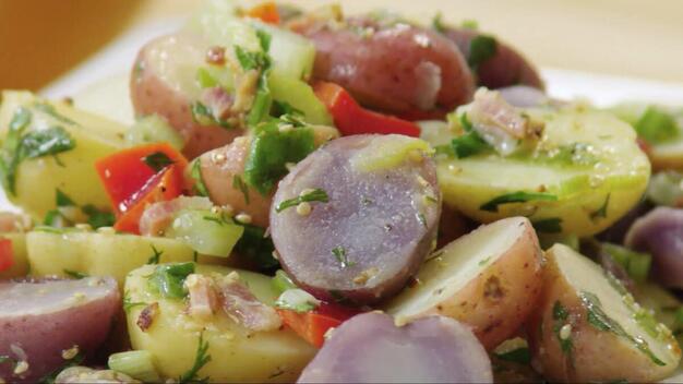 Red, white and blue potato salad