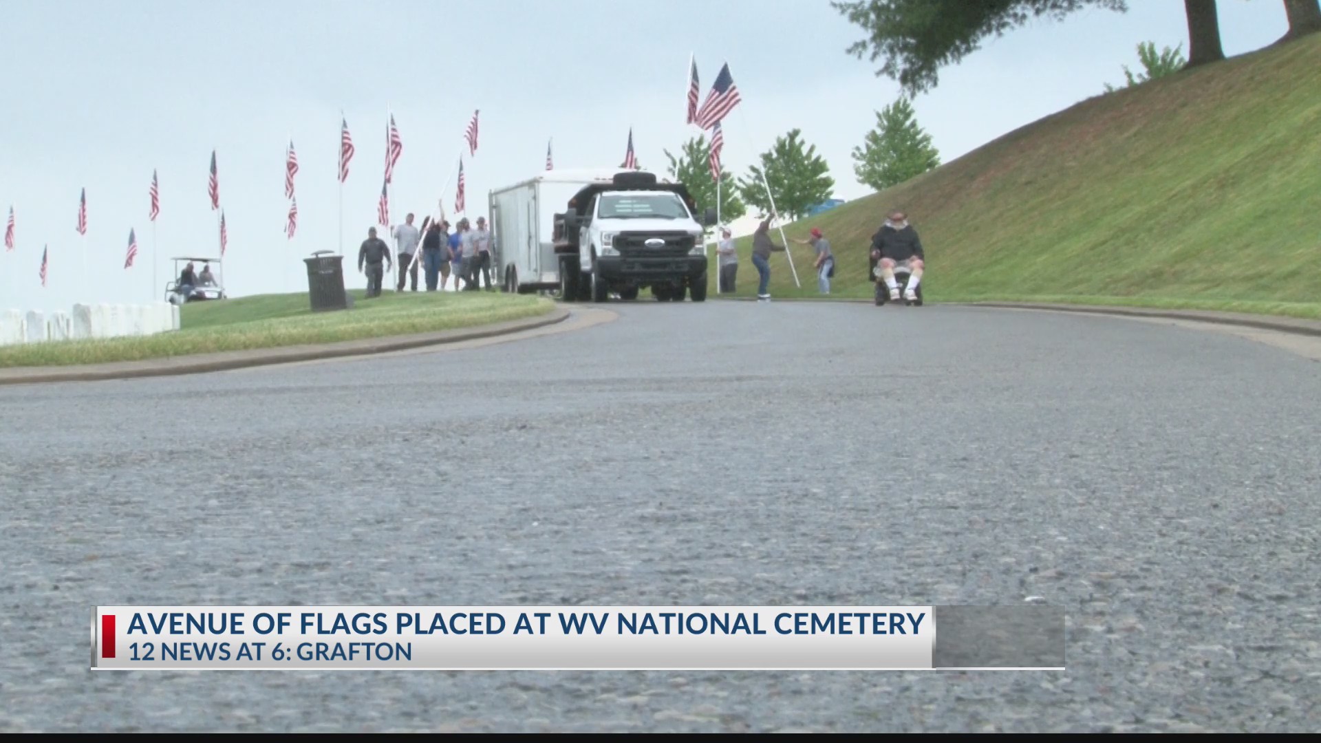 Avenue of flags placed at West Virginia National Cemetery